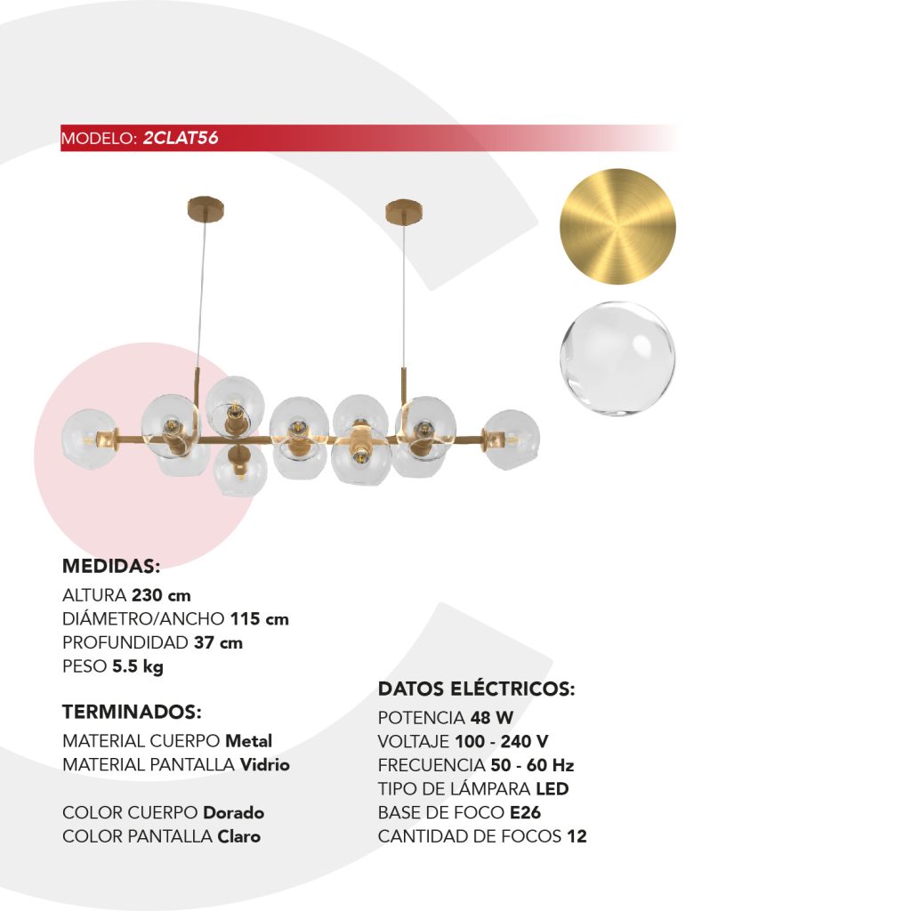 2CLAT56 |Colgante contemporáneo 12 luces| Class Iluminación