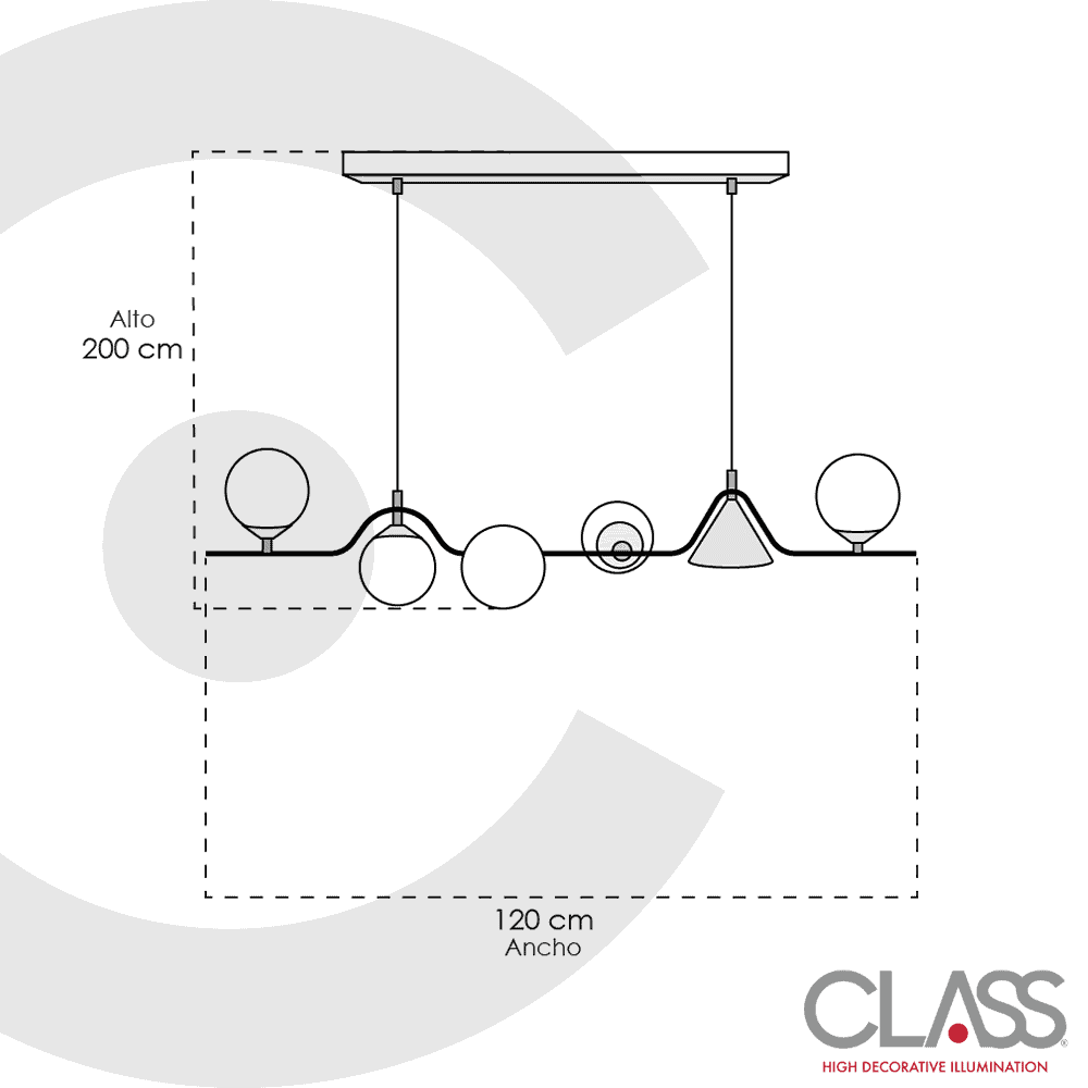 2CLAT65 Colgante contemporáneo 6 luces - Class Iluminación