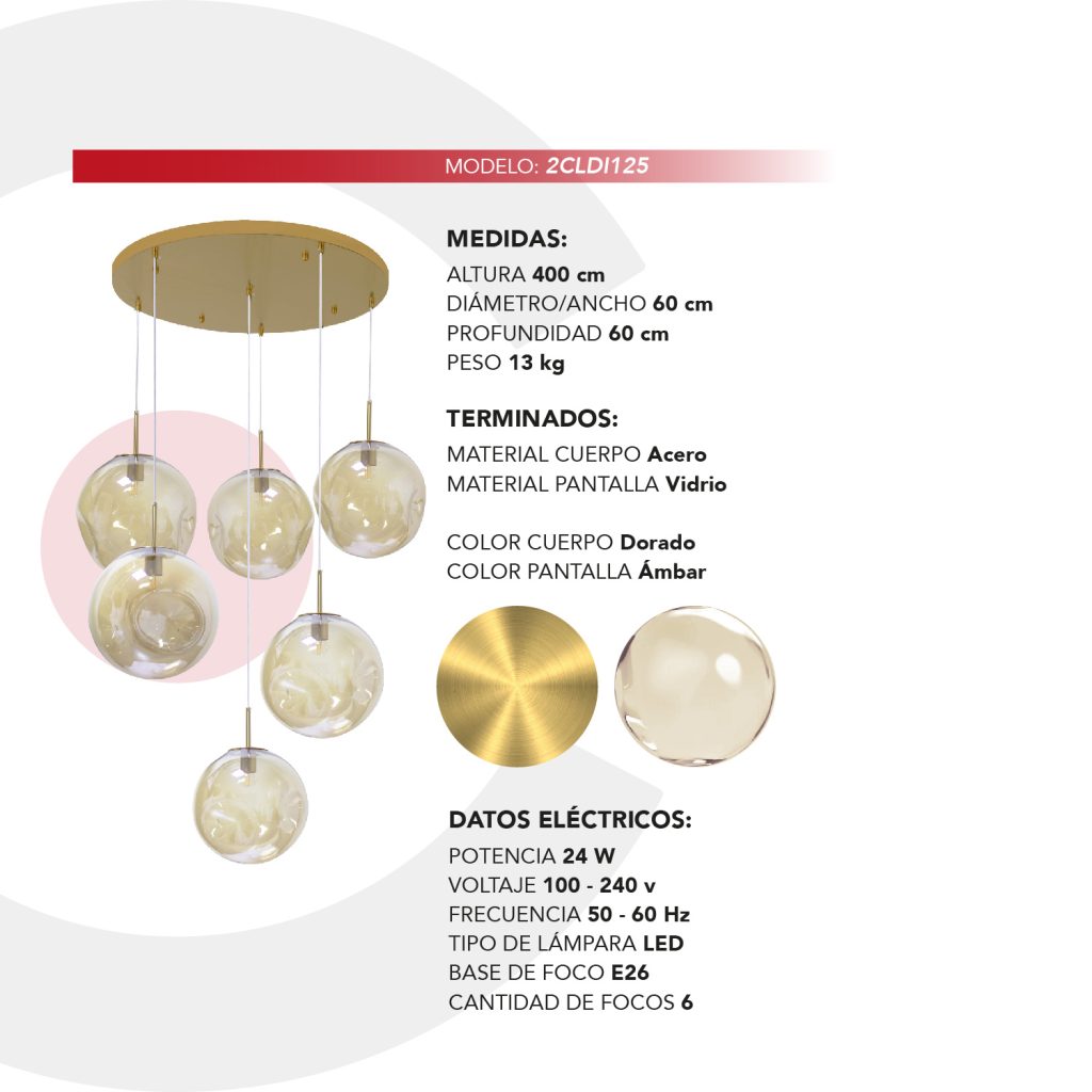 2CLDI125 Colgante moderno de 6 luces - Class Iluminación