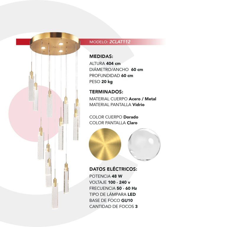 2CLAT112 Colgante moderno led doce luces - Class Iluminación